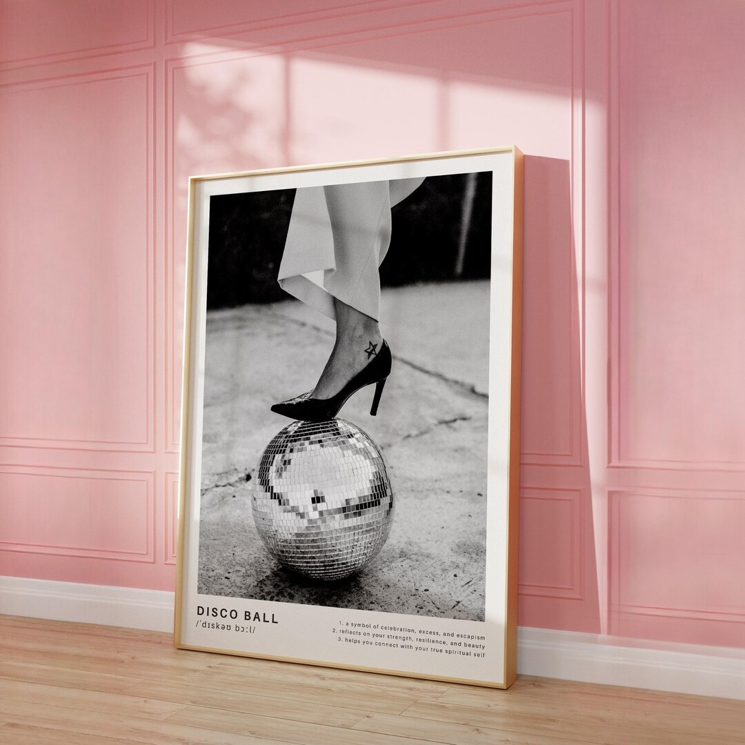 Disco Ball Print Disco Ball Definition Wall Art Girly Dorm Room Decor ...