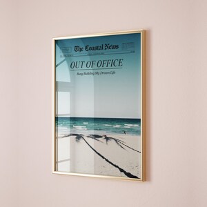 Out of Office Poster Beachy Newspaper Print Trendy Coastal Wall Art ...