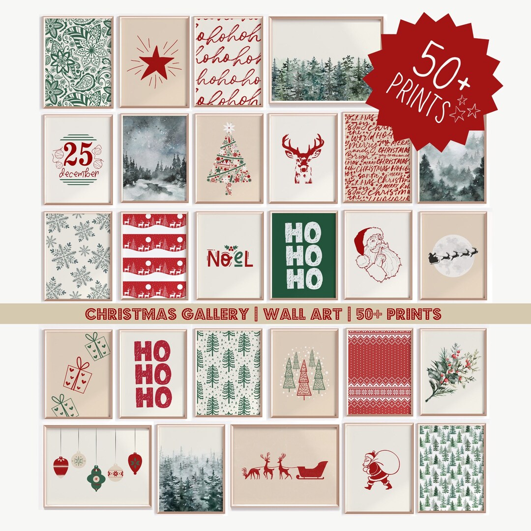 Christmas Gallery Wall Set of 50+ Prints Winter Wall Art Christmas ...