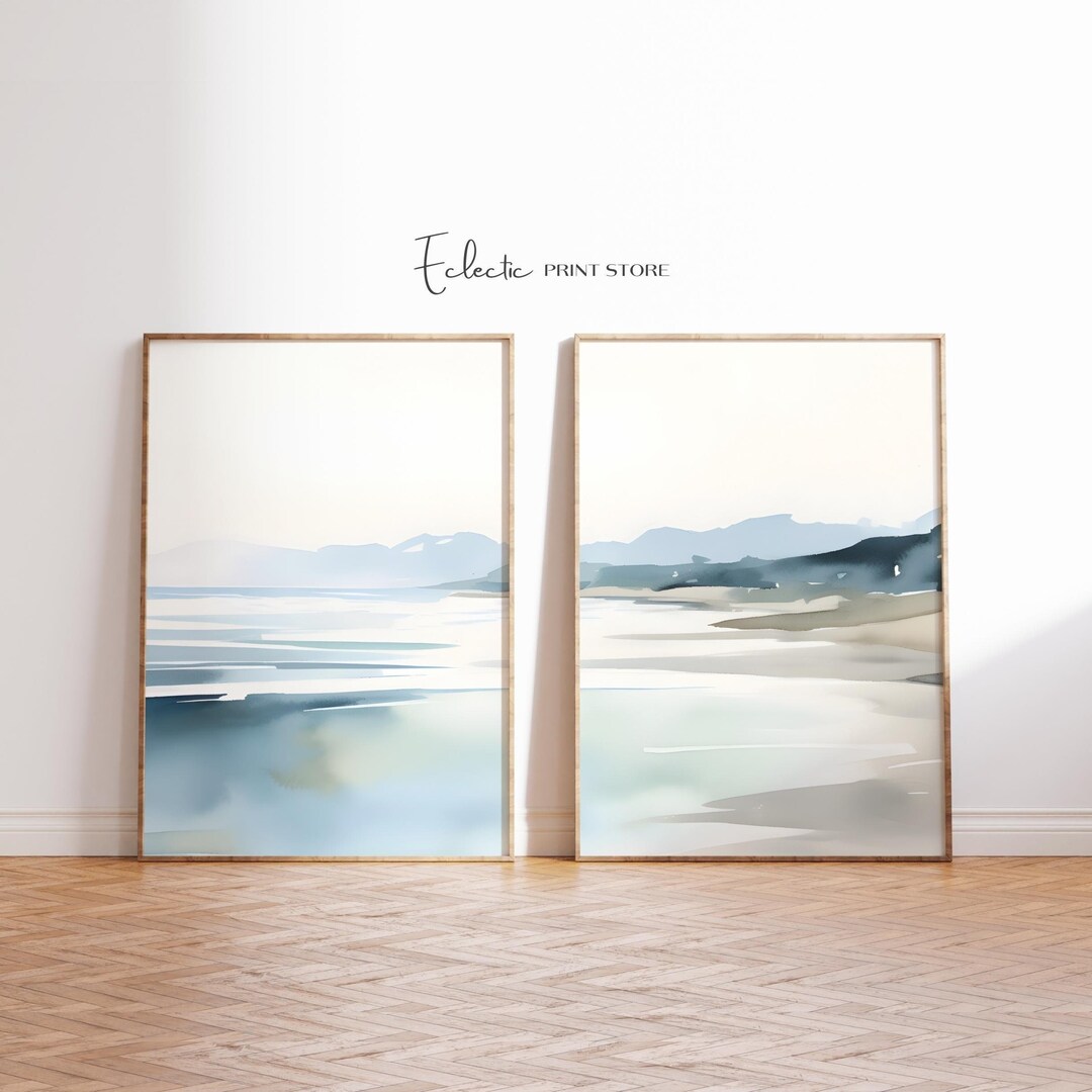 Ocean Print Set of 2 Watercolor Painting Softness Art Print Set of Two ...