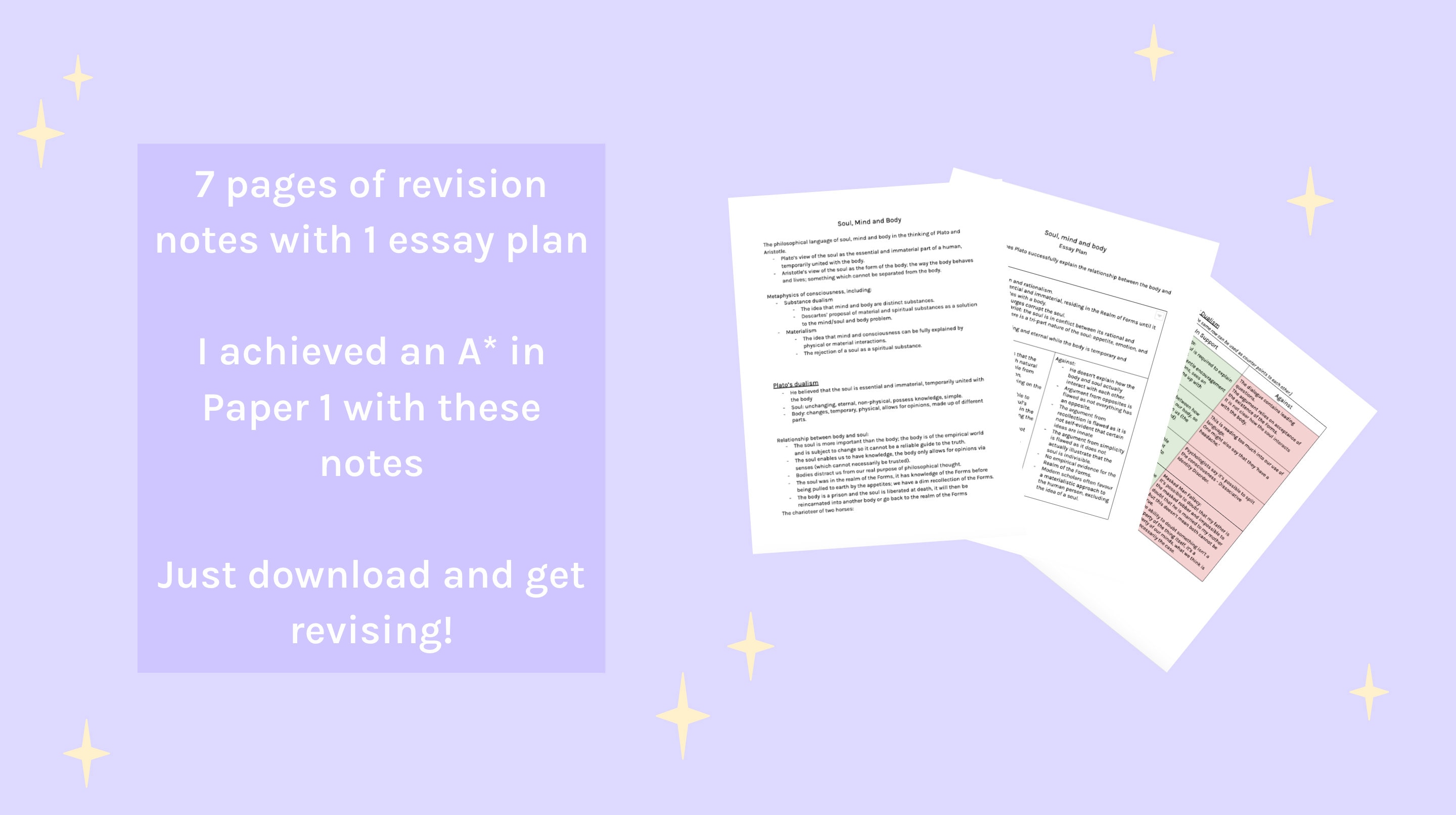 A-level OCR Religious Studies Revision Notes: Soul, Mind and Body - Etsy