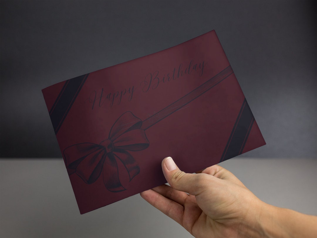 Dark Red Birthday Card - Etsy