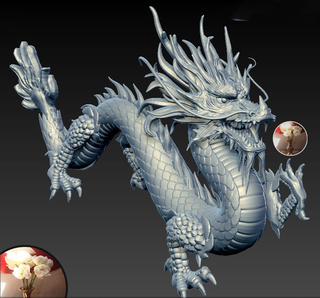 Dragon 3D Stereogram Round Carving Drawing 3D Printing STL - Etsy