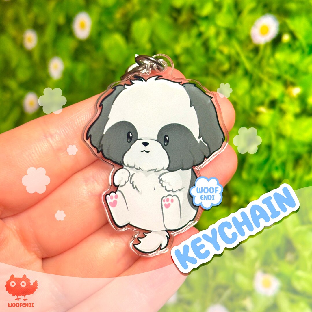 White and Black Shih Tzu Keychain – Cute Dog Gift for Shih Tzu Lovers ...