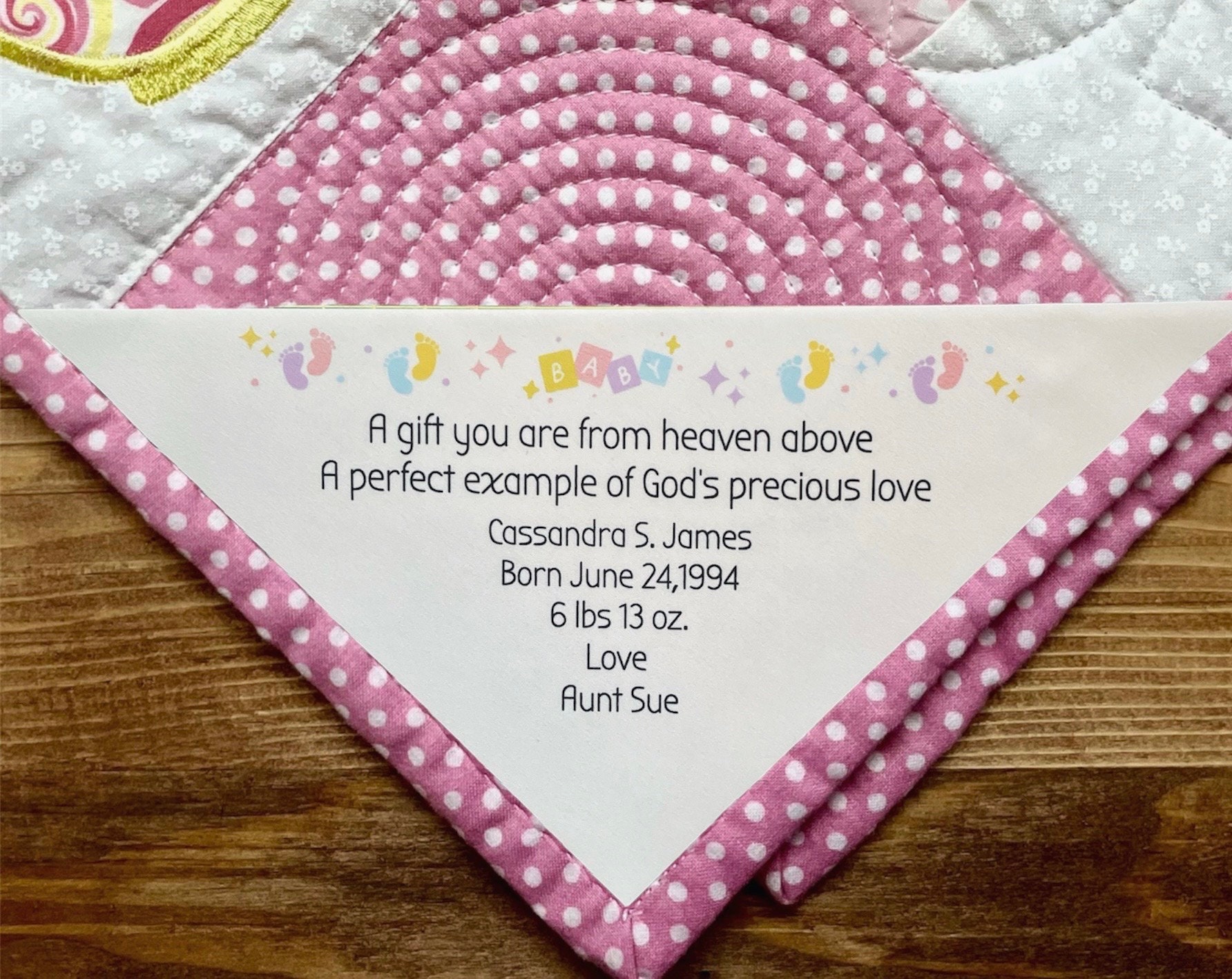 Custom Baby Quilt Label With Birth Stats,baby Poem , Quilt Saying Ideas ...