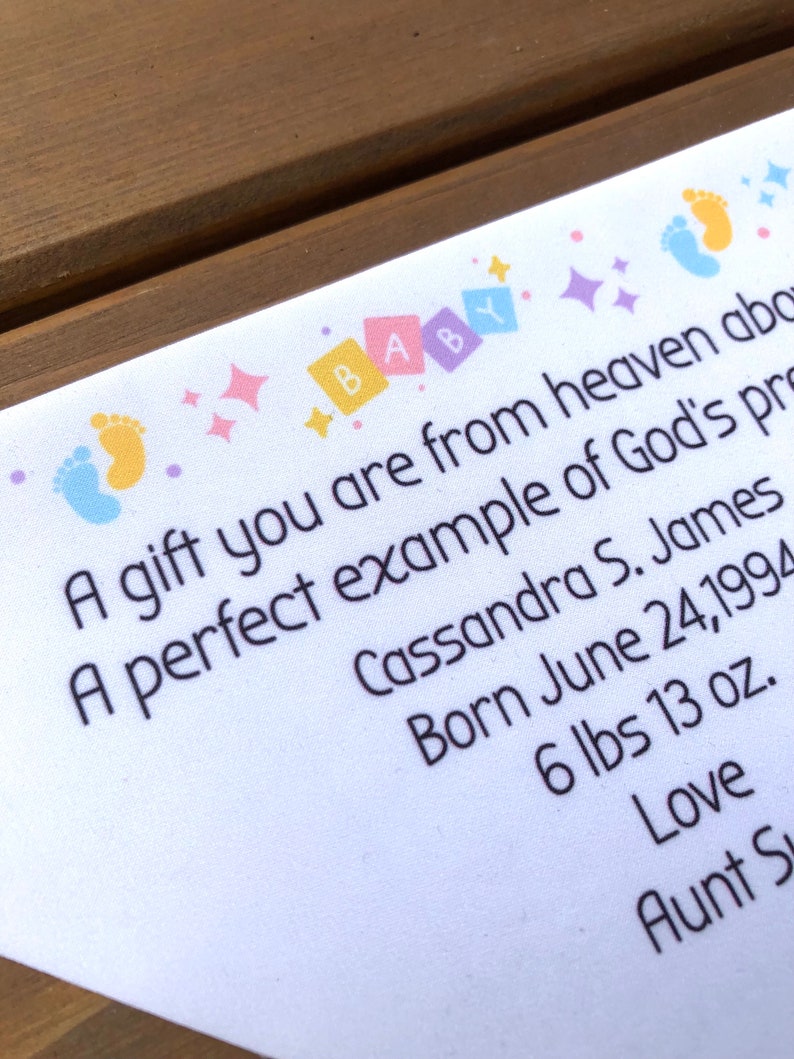 Custom Baby Quilt Label With Birth Stats,baby Poem , Quilt Saying Ideas ...