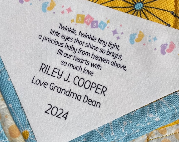 Custom Baby Quilt Label: Personalized Fabric Tag, Handmade Keepsake - Etsy