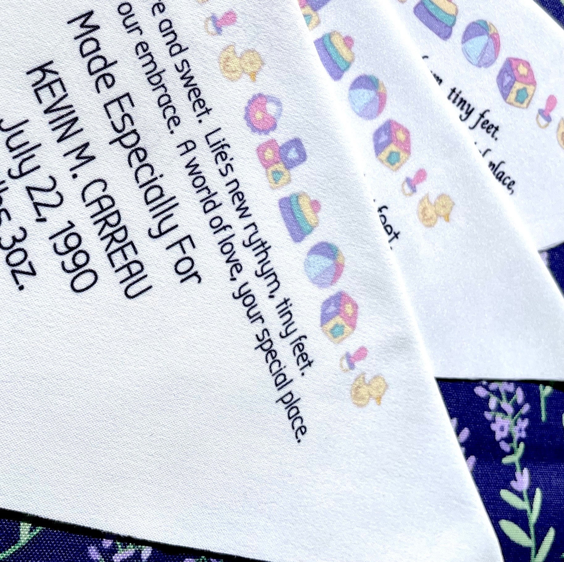 Personalized Baby Quilt Label Custom Fabric Corner Tag, A Sweet ...