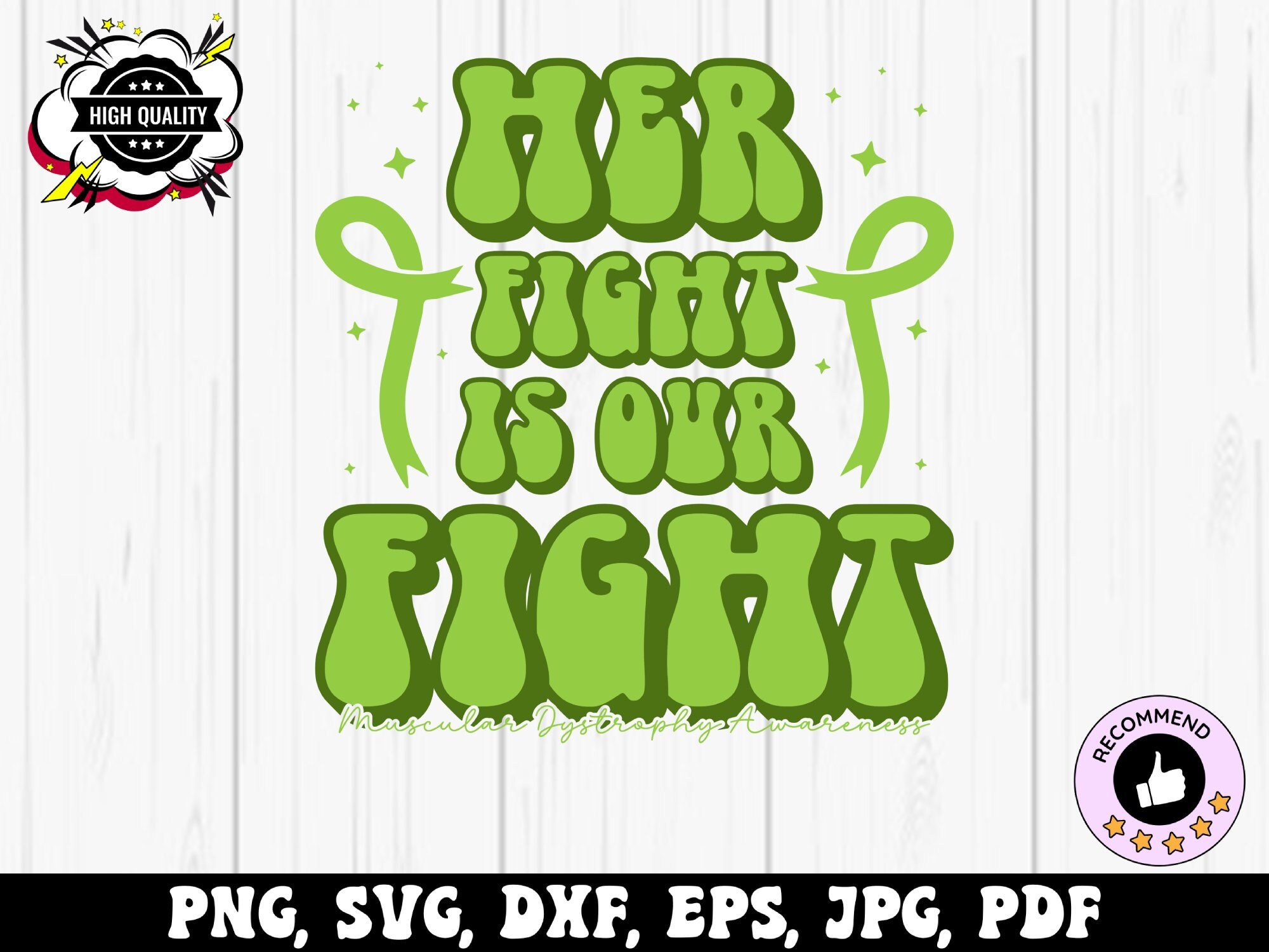 Muscular Dystrophy Awareness Svg Png, Lime Green Ribbon Her Fight is ...
