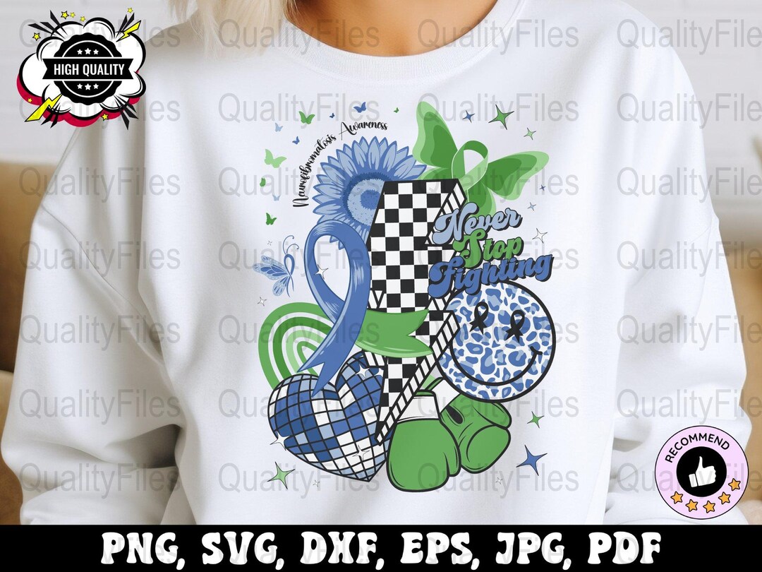 Retro Neurofibromatosis Awareness Svg Png, Never Stop Fighting Svg ...