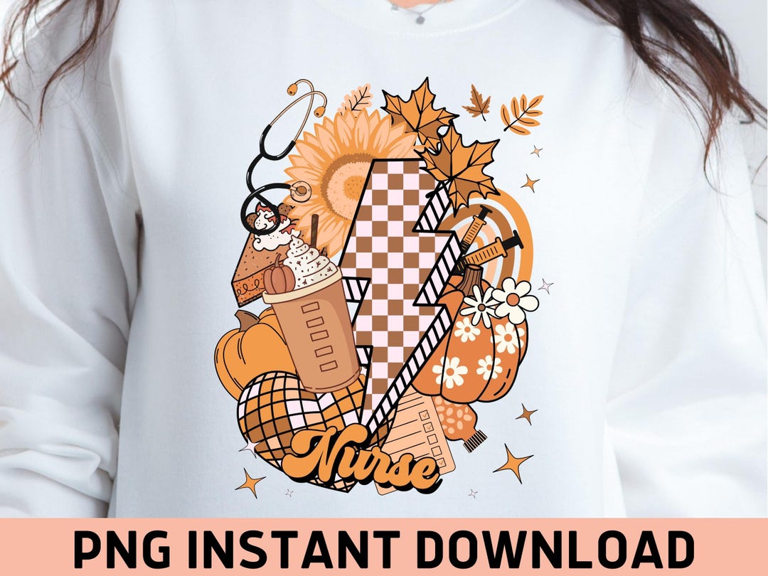 Retro Fall Nurse Png, Nurse Autumn Png, Nurse Fall Sublimation Designs ...