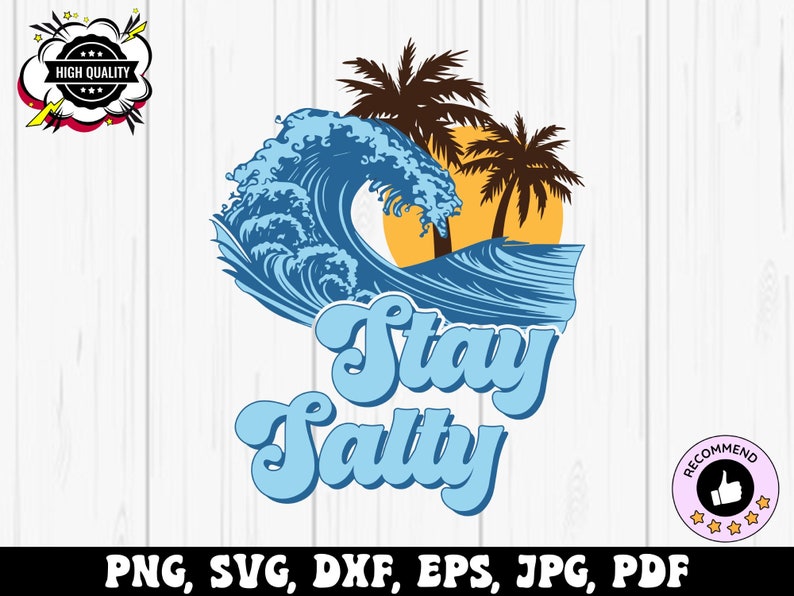 Stay Salty Svg Png, Retro Summer Svg Cricut File, Groovy Summer Clipart ...