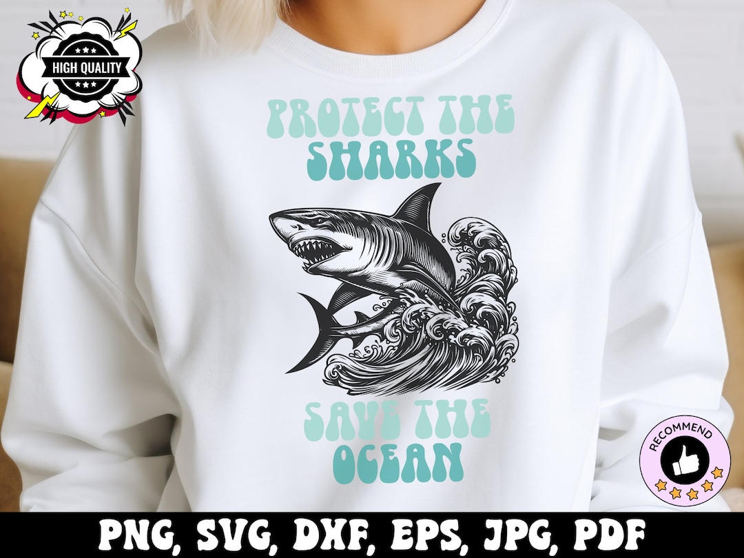 Protect the Sharks Svg Png, Retro Shark Summer Svg Cricut File, Groovy ...