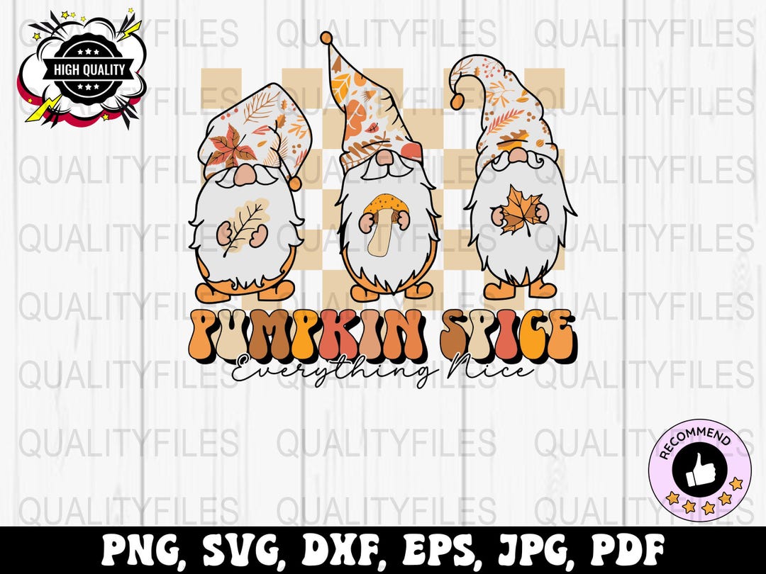 Fall Gnomes Pumpkin Spice Png Svg, Retro Fall Svg, Gnome Autumn Svg ...