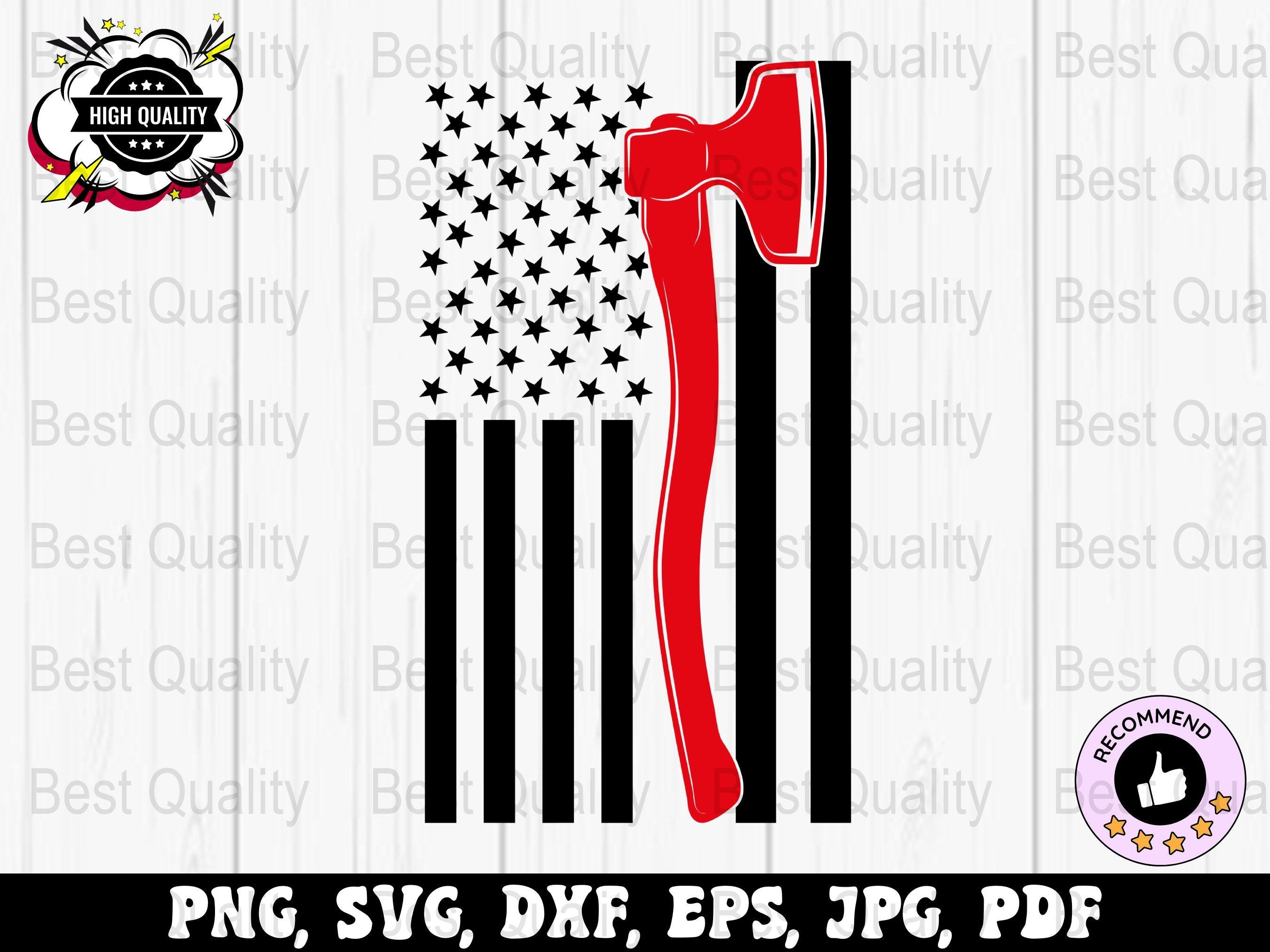 Firefighter Flag Svg Png, Firefighter Axe Flag Svg Cricut, Fireman Png ...