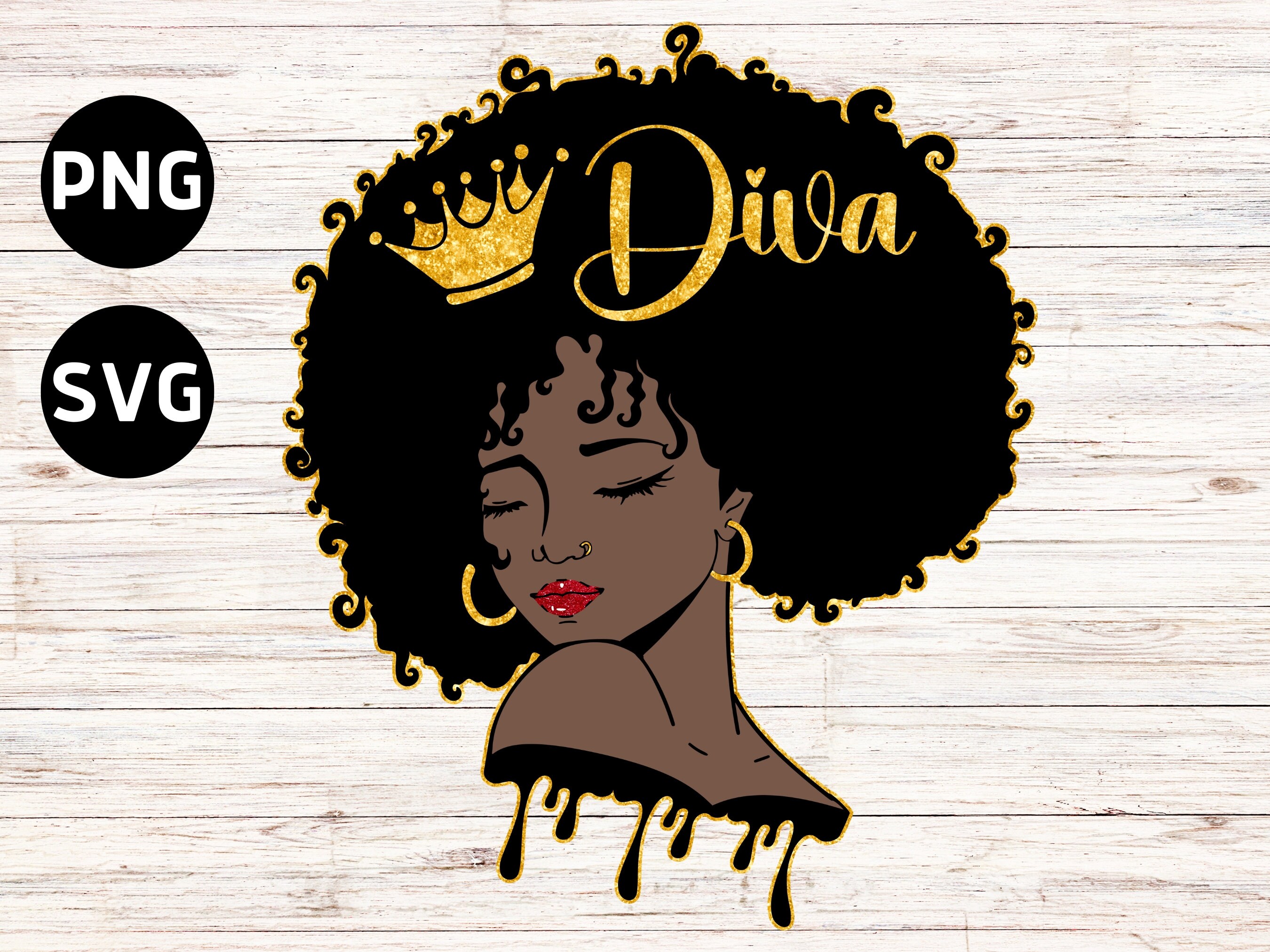 Afro Diva SVG Png, Black Women Svg, Black Queen Svg, Afro Black Girl ...