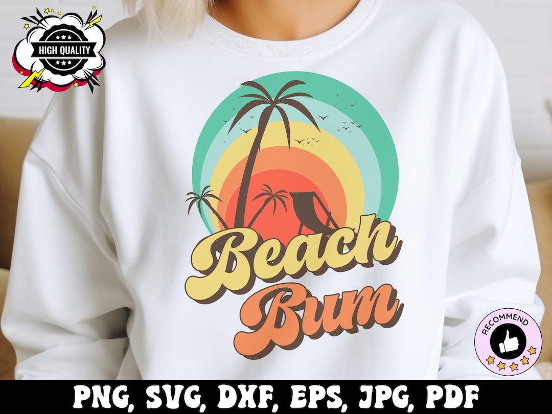 Beach Bum Svg Png, Retro Summer Svg Cricut File, Groovy Summer Clipart ...