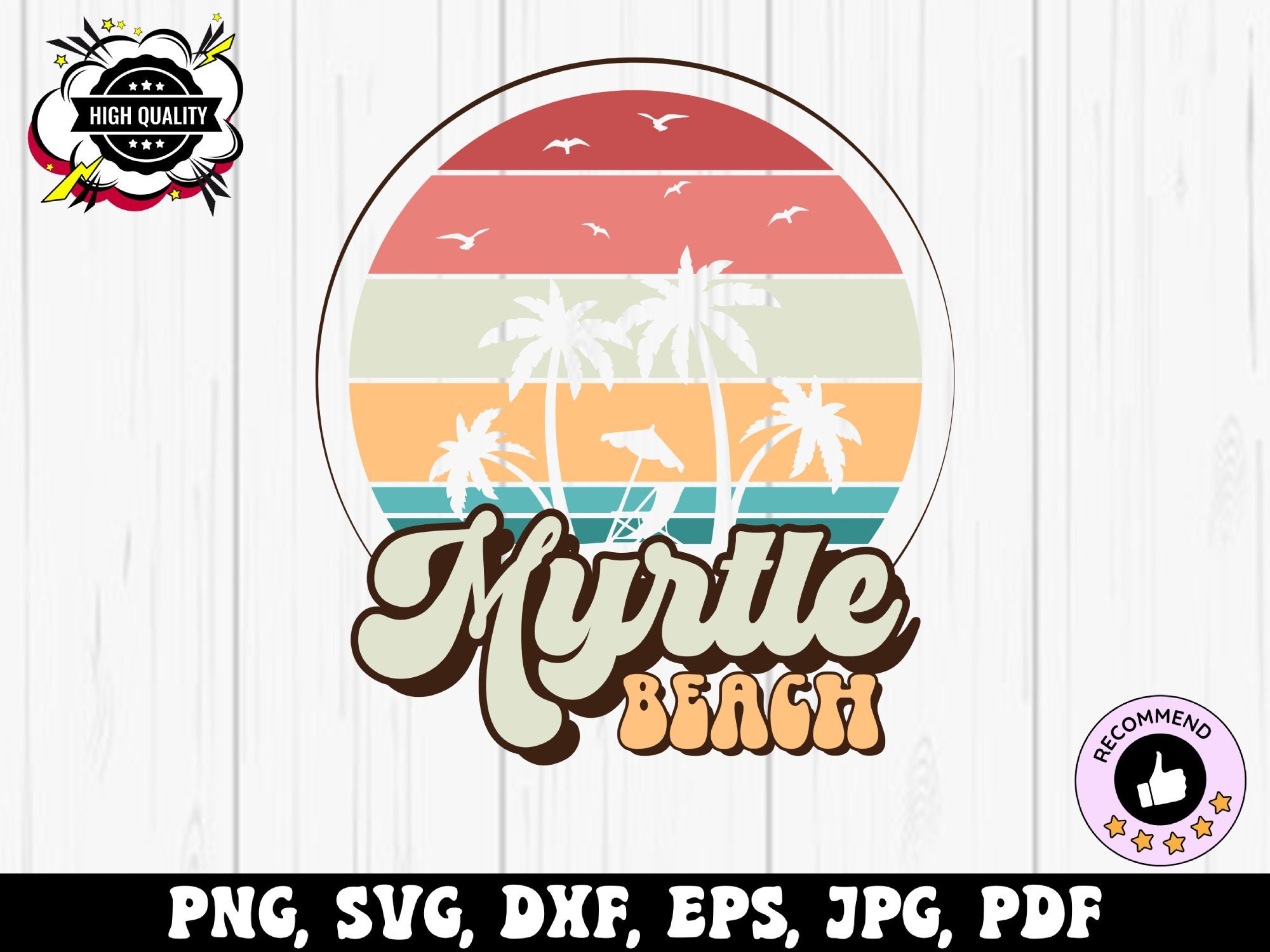 Myrtle Beach Svg Png, Retro Summer Svg Cricut File, Groovy Summer ...