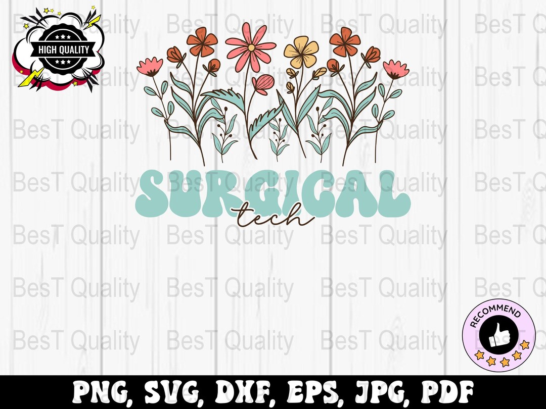 Surgical Tech Svg Png, Groovy Wildflower Surgical Tech Png, Surgical ...