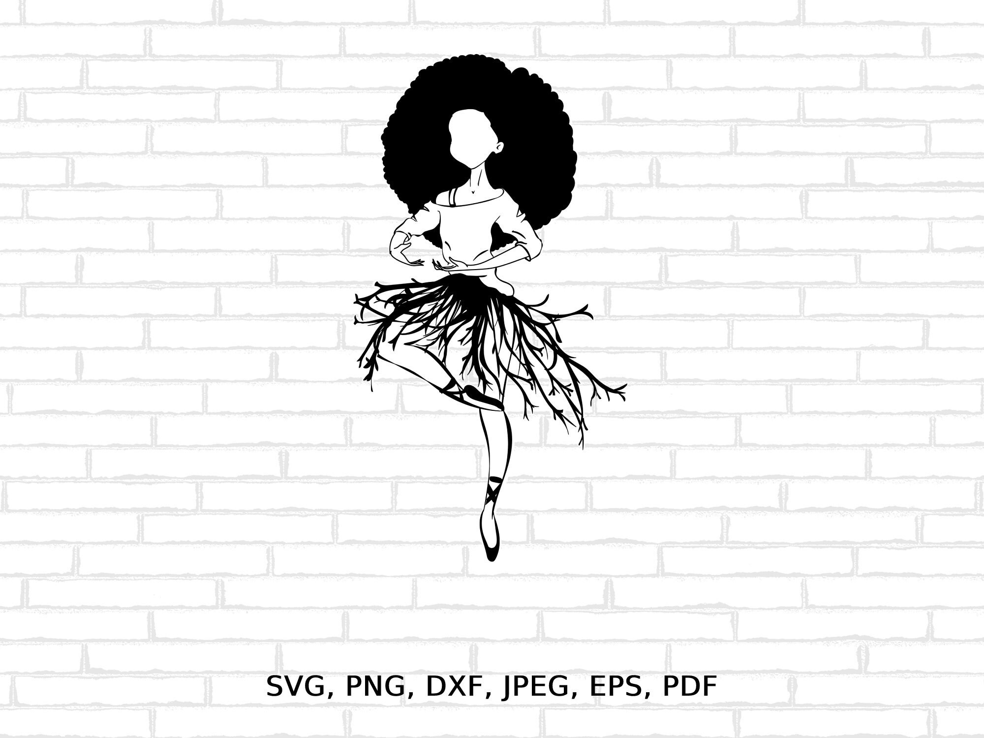 Afro Black Woman Roots Svg Png, Ballerina Afro Girl With Roots Svg ...