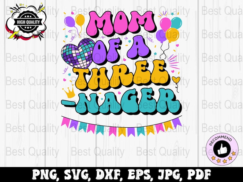 Threenager Svg Png, Mom of A Three-nager Svg, 3rd Birthday Svg Cricut ...