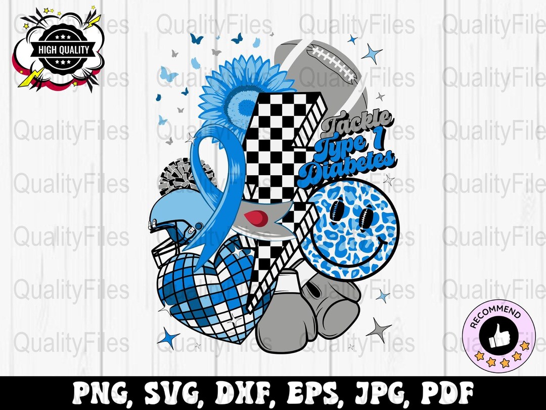 Retro Type 1 T1D Diabetes Png Svg, Tackle Type 1 Diabetes Svg, Blue ...