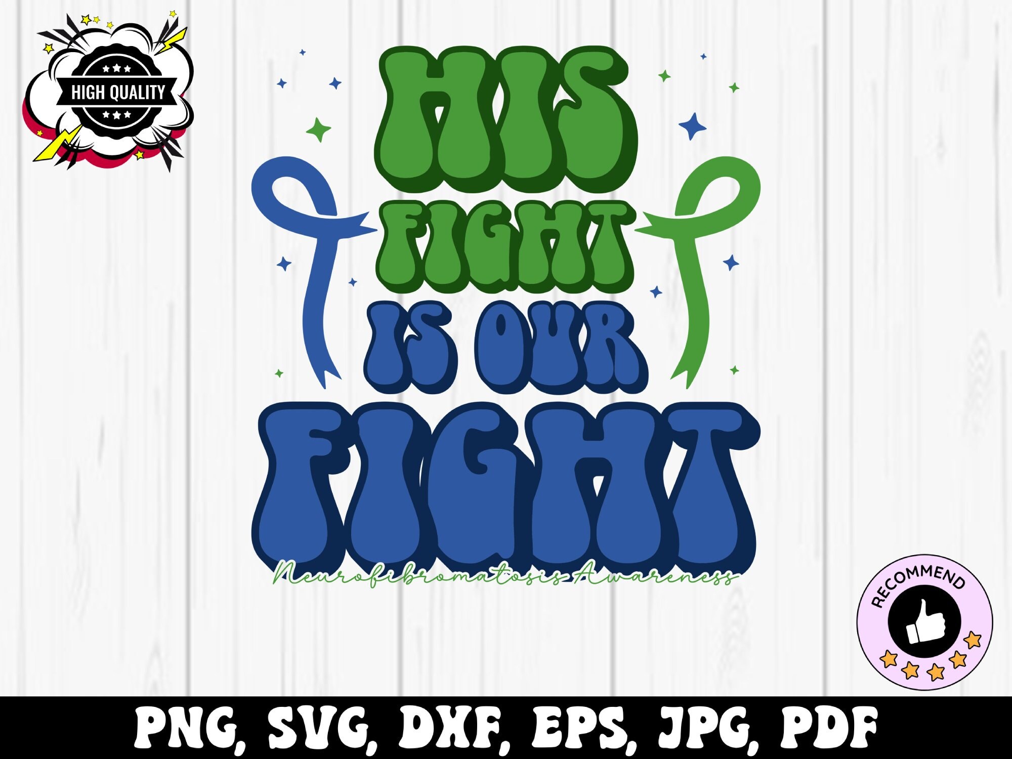 Neurofibromatosis Awareness Svg Png, NF Awareness Ribbon His Fight is ...