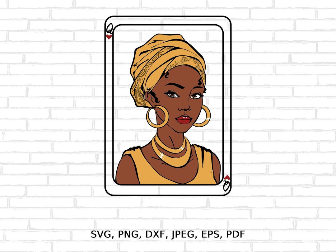 Afro Queen of Hearts Svg Png, Black Queen Svg, Afro African American ...