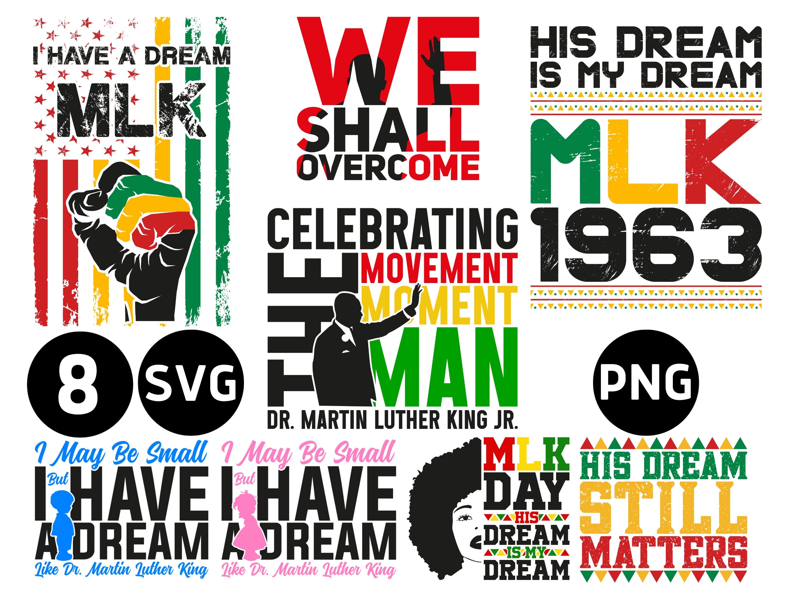 MLK Day Svg Png Bundle, Martin Luther King Svg, MLK Day Png, Black ...