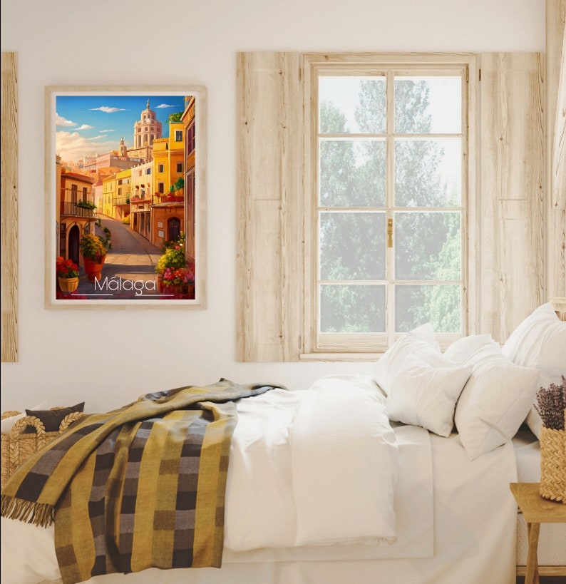 Malaga Travel Poster Malaga Poster Wall Art Spain Vintage Poster Travel ...