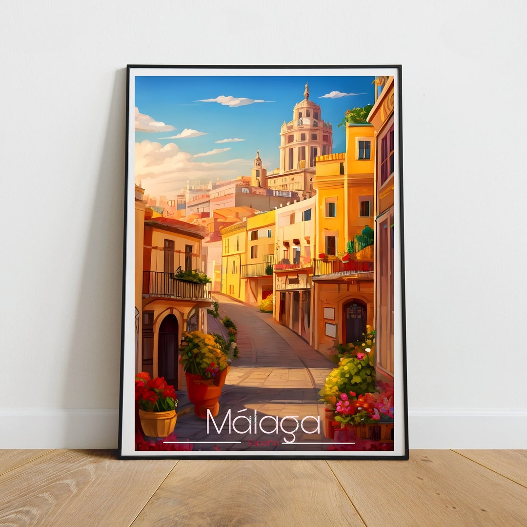 Malaga Travel Poster Malaga Poster Wall Art Spain Vintage Poster Travel ...