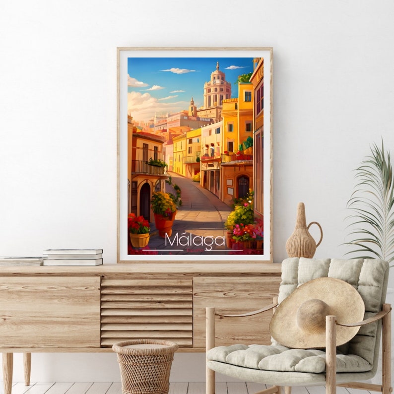 Malaga Travel Poster Malaga Poster Wall Art Spain Vintage Poster Travel ...