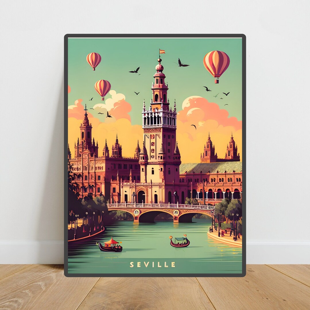 Travel Poster Seville Spain Print Birthday Gift Wall Art Home ...
