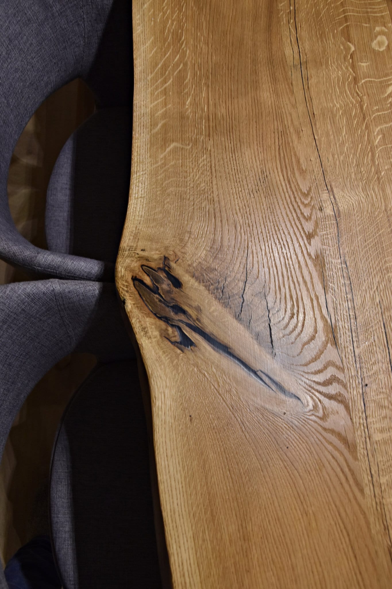 Oak Live Edge Dining Table With Epoxy Resin Black Legs Loft Industrial Modern Style Organic ...