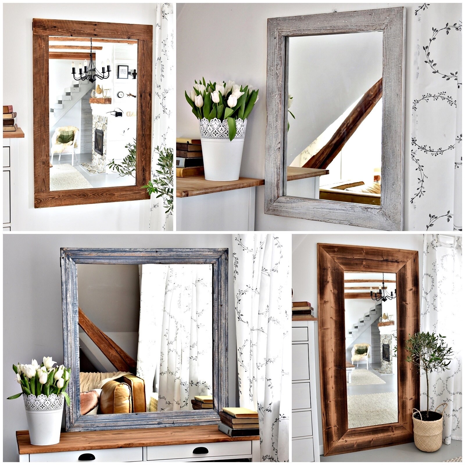 Mirror in a Old Blue Wooden Window Frame Unique Rustic Shabby Chic Style Farmhouse Country Worn Wood Big Mirror Reclaimed Frame 132cm 52in Etsy