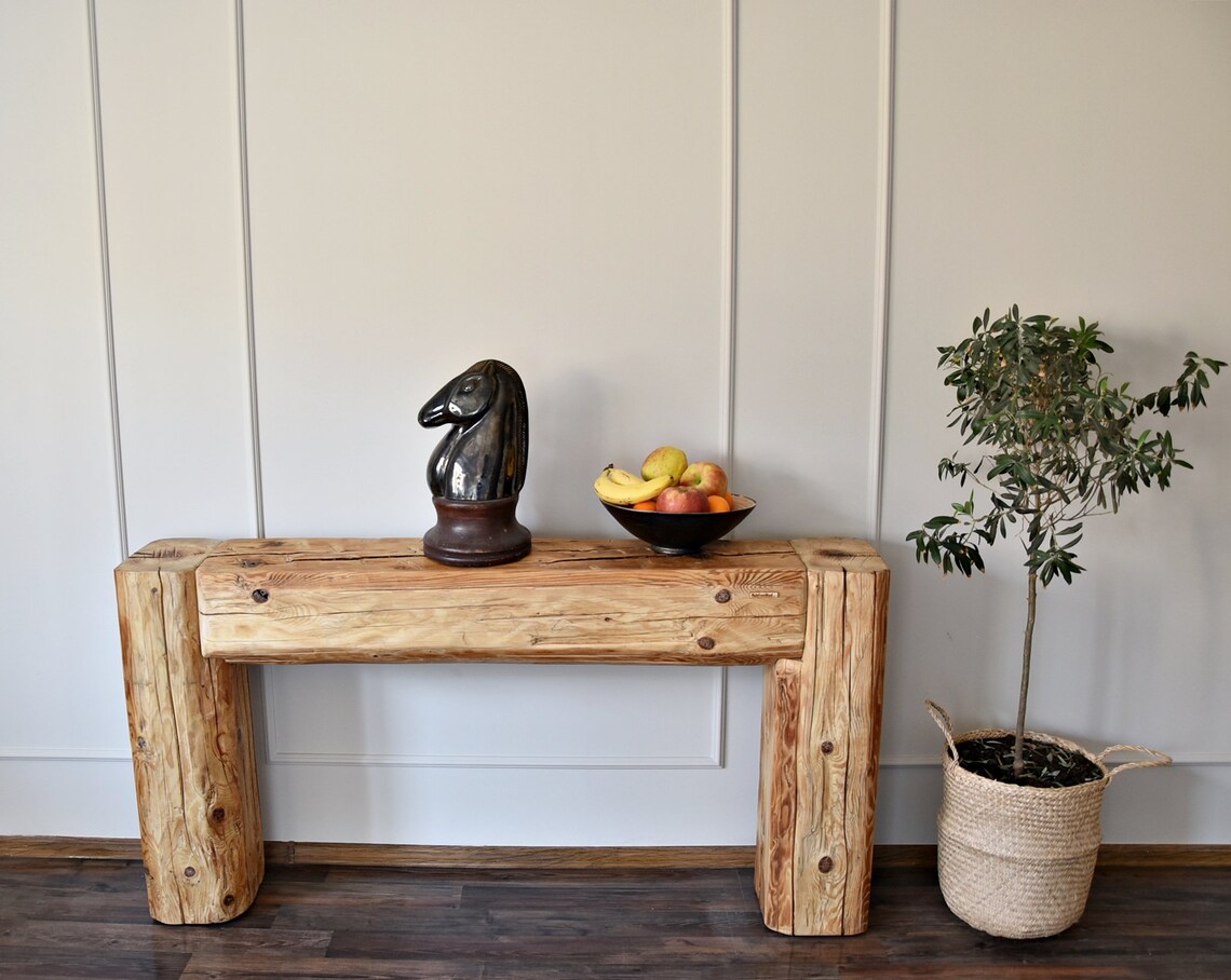Old Beam Console Table Unique Old Wood Rustic Style Table Loft - Etsy
