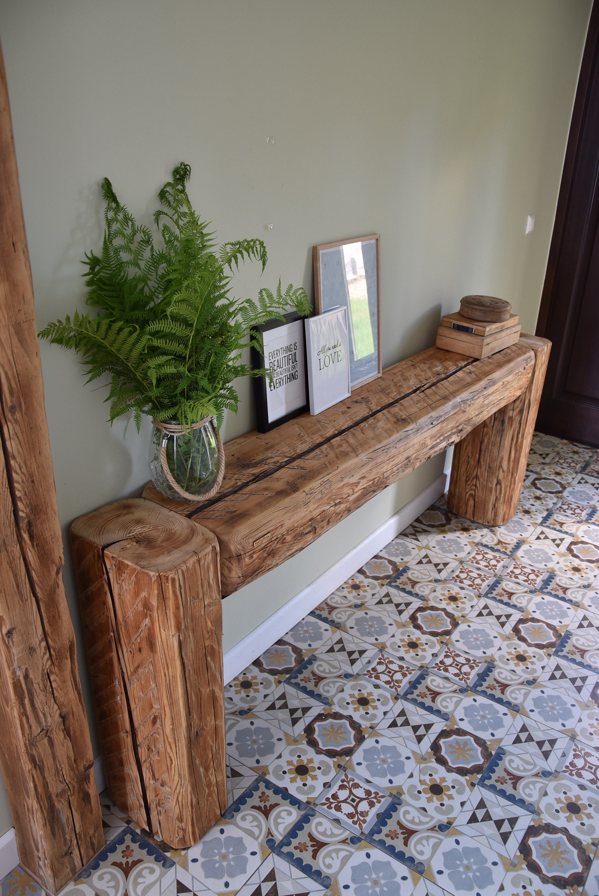 Old Beam Console Table Unique Old Wood Rustic Style Table Loft Organic ...