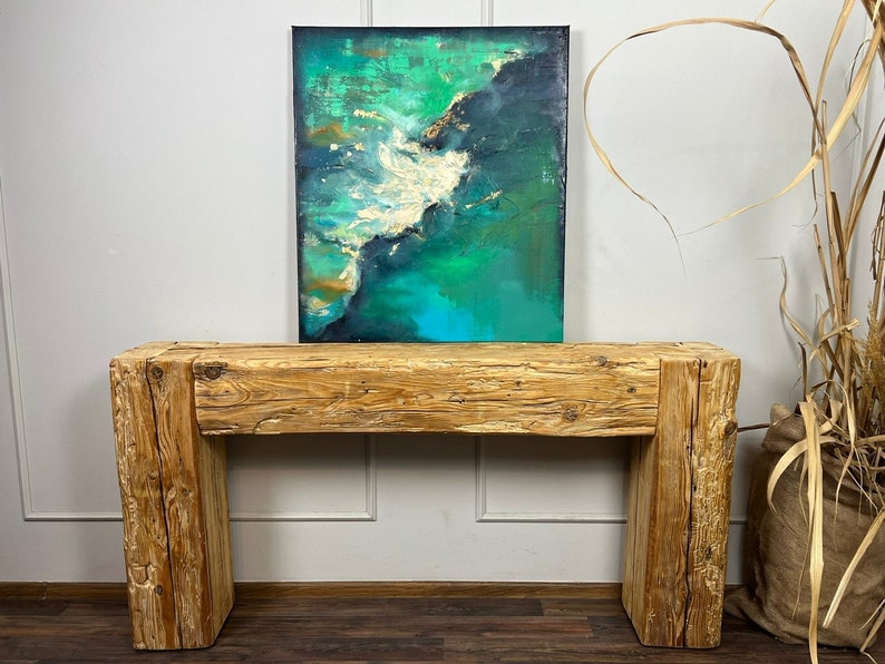 Old Beam Console Table Unique Dovetail Joint Wood Rustic Style Table ...