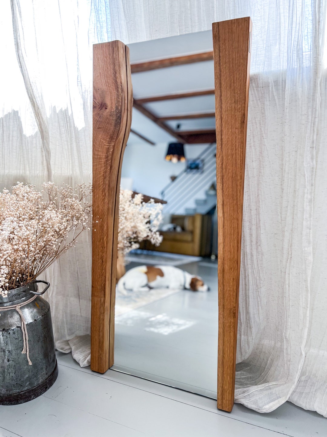 Mirror Live Edge Oak Wooden Frame Black Epoxy Resin Rustic Loft Style ...