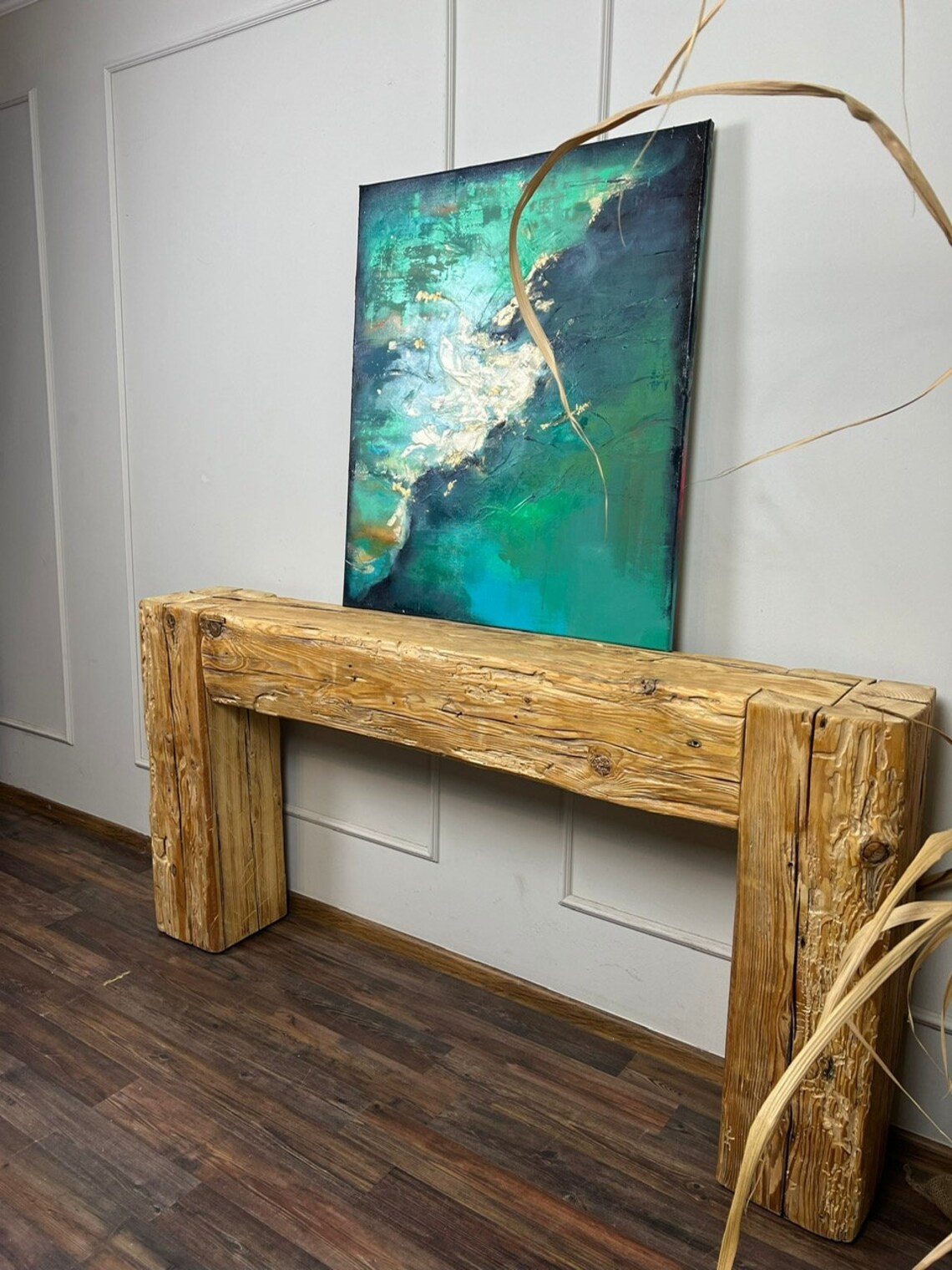 Old Beam Console Table Unique Dovetail Joint Wood Rustic Style - Etsy