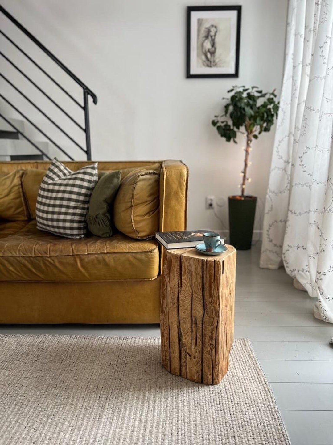 Side Table - Stump, Trunk Old Beam Rustic Loft Style Modern Farmhouse ...