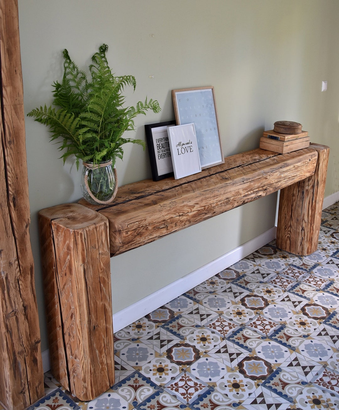 Old Beam Console Table Unique Old Wood Rustic Style Table Loft Organic ...