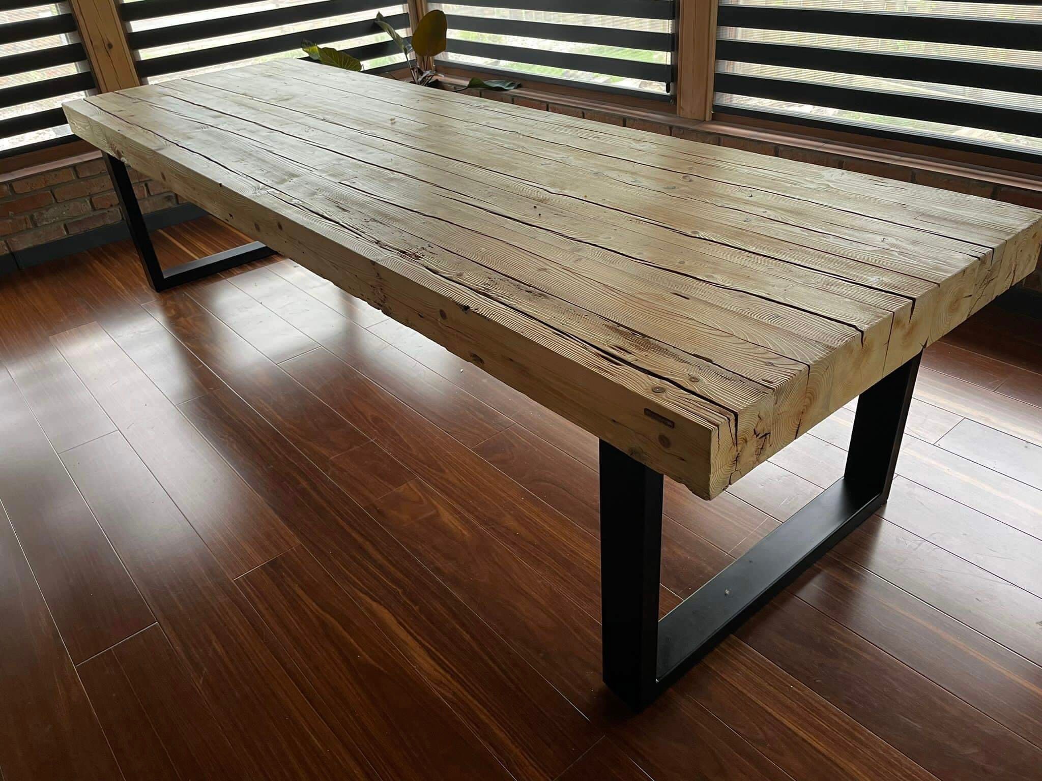 Old Beams Dining Table Black Legs Rustic Style Organic Barn - Etsy UK