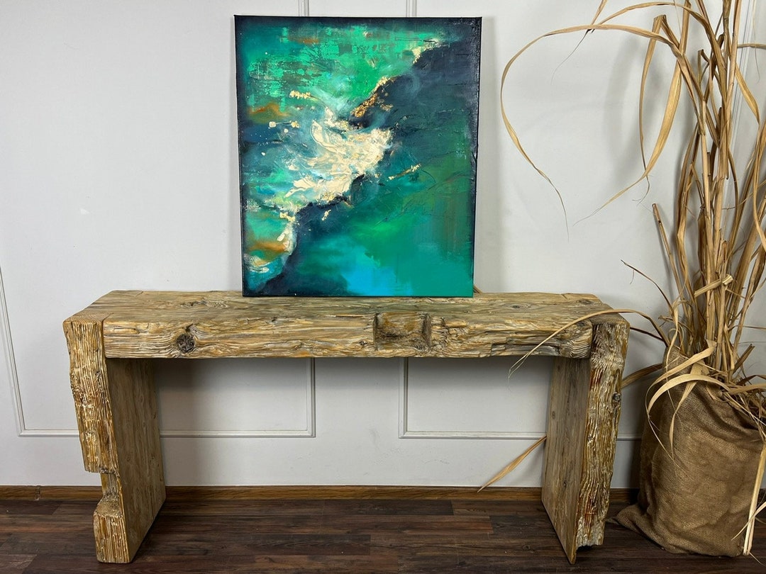 Old Beam Console Table Unique Dovetail Joint Old Wood Rustic Style ...