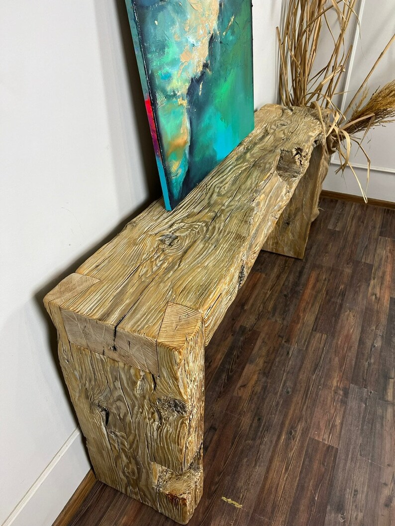 Old Beam Console Table Unique Dovetail Joint Old Wood Rustic Style ...