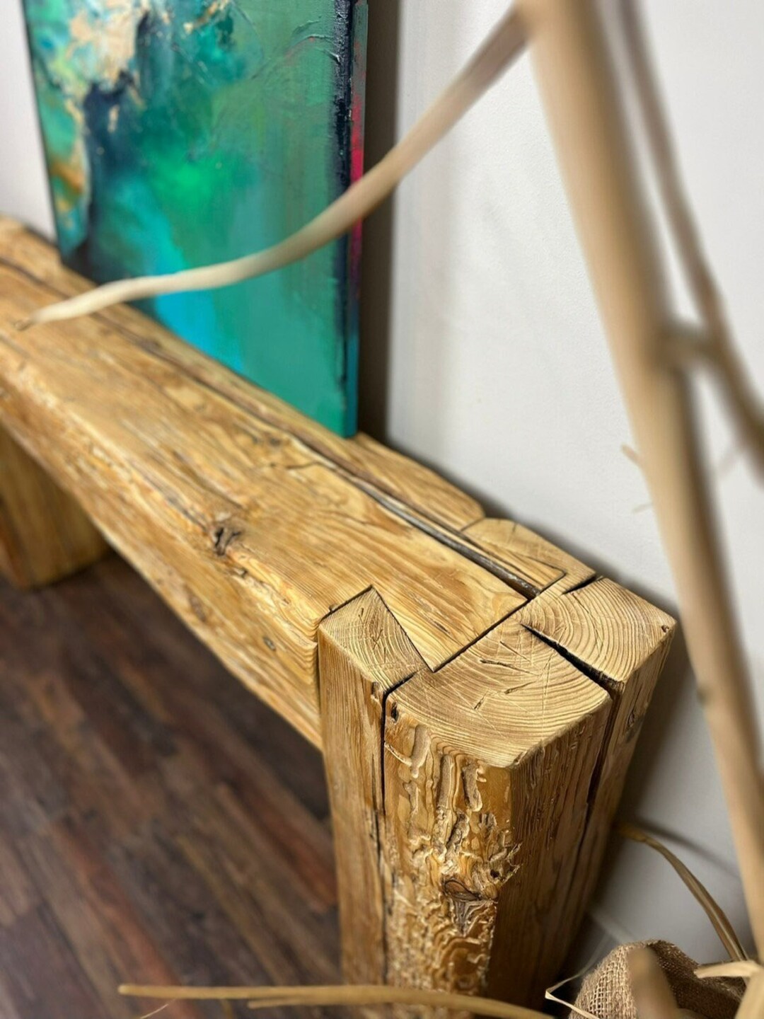 Old Beam Console Table Unique Dovetail Joint Wood Rustic Style - Etsy