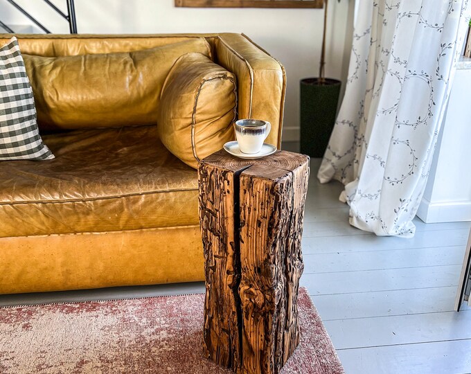 Side Table - Stump, Trunk Old Beam Rustic Loft Style Modern Farmhouse ...