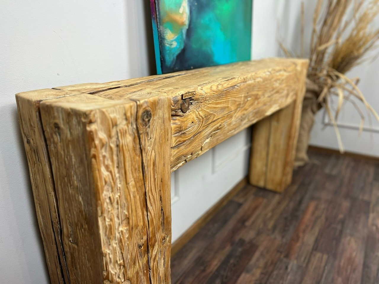 Old Beam Console Table Unique Dovetail Joint Wood Rustic Style - Etsy