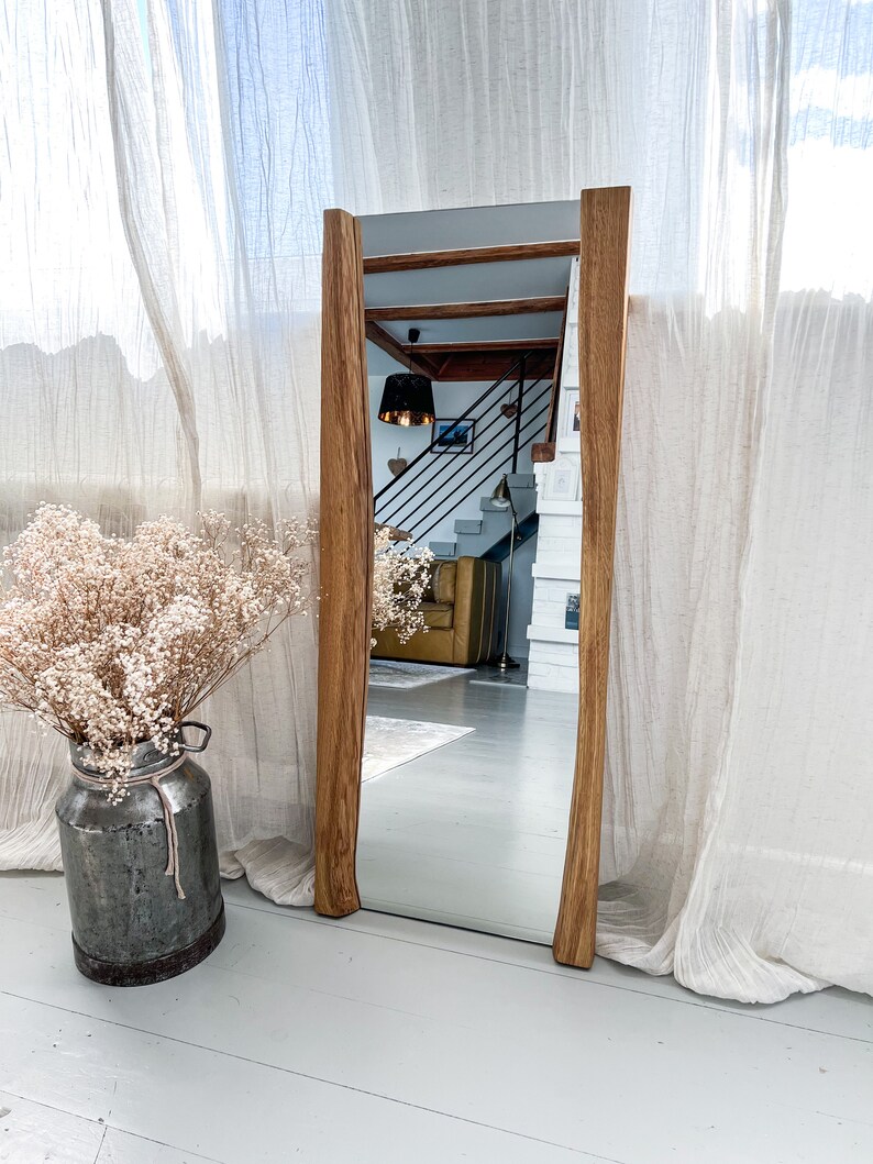 Long Mirror Live Edge Oak Wooden Frame Black Epoxy Resin Rustic Loft ...