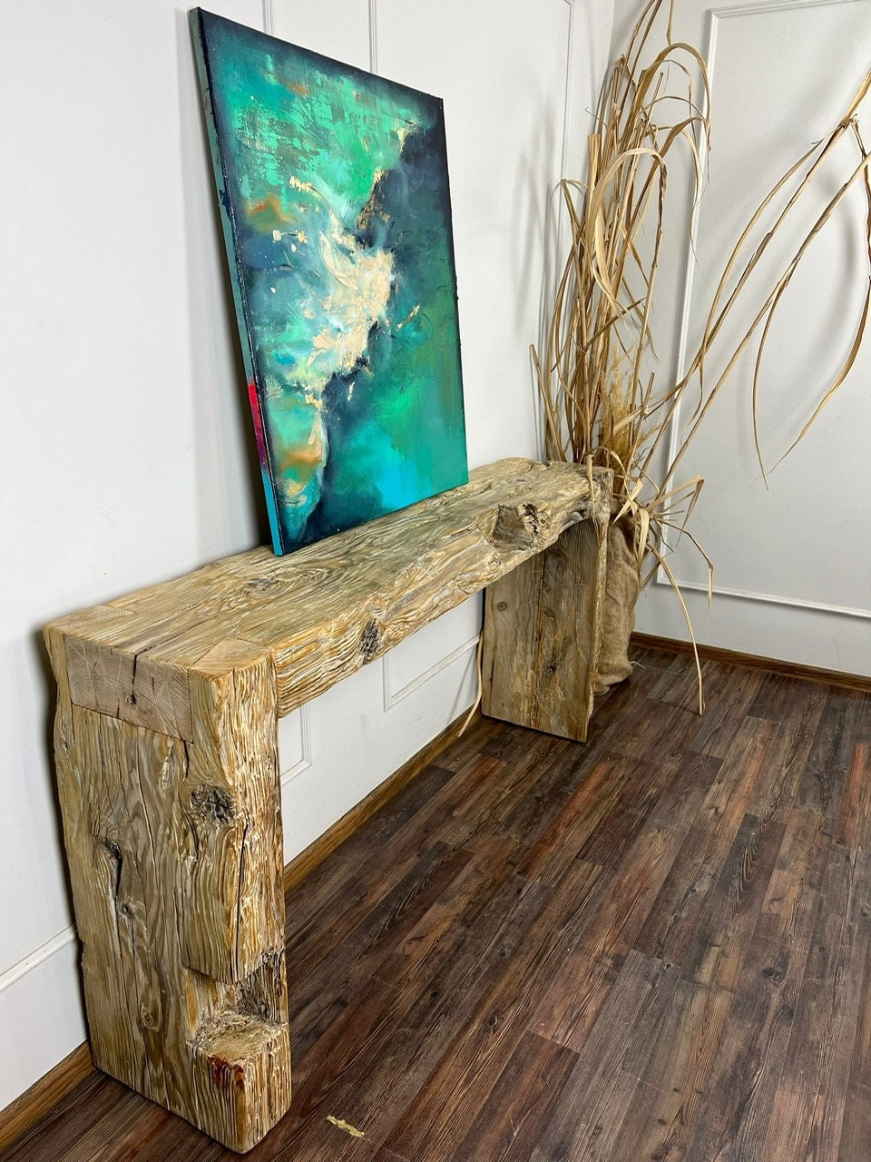 Old Beam Console Table Unique Dovetail Joint Old Wood Rustic Style ...